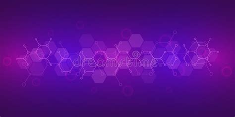 Abstract Molecules On Purple Background Molecular Structures Or