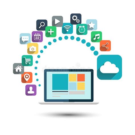 cloud computing flat design illustration of laptop desktop computer