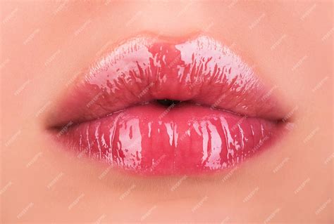 Premium Photo Sexy Female Lips With Pink Lipstick Sensual Womens Open