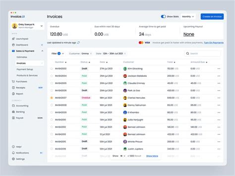Invoice Dashboard Page Web App Design Ui Design Dashboard Ui Design