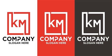 Premium Vector K M Lettering With Square Design Vector Template