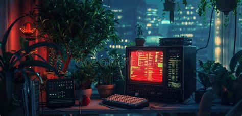 Old Retro Personal Computer With Vintage Crt Display Obsolete Old Fashioned Pc With Keyboard