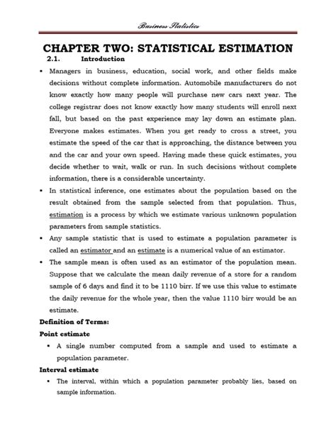 Stat Ii Ch Ii 120719 Pdf Estimator Confidence Interval