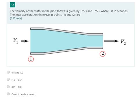 solved 12 the velocity of the water in the pipe shown is