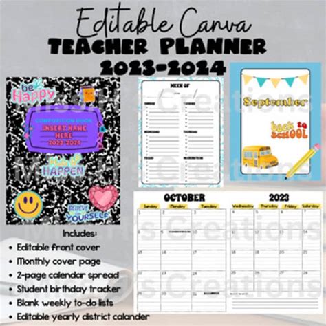 Editable Template Teacher Planner 2023 2024 By Miss Hs Creations