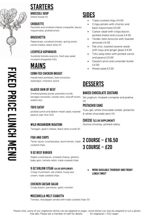 Larder Lichfields Full Menu Online