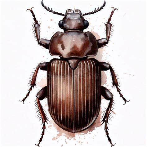 Colorful Watercolor Depiction Of A Ground Beetle On A White Background