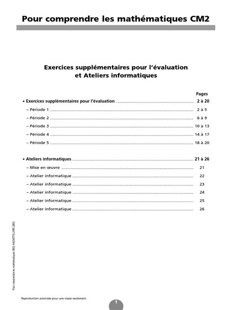 Exercices Supplémentaires Pour Comprendre Les Maths Cm2 Pdf