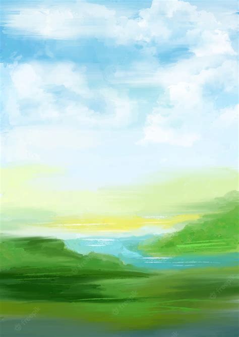 추상 손으로 그린 맑은 풍경 배경 디자인 무료 벡터