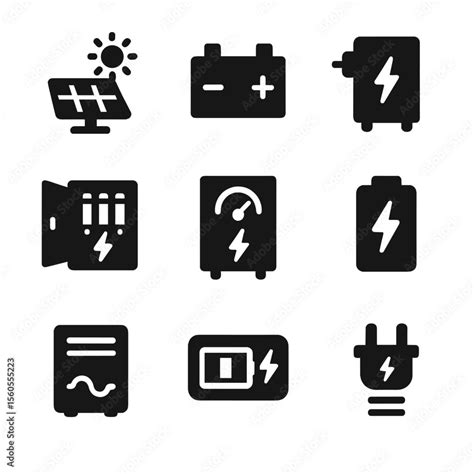 Energy System Icons Solid Filled Icon Set Of Power And Energy Systems