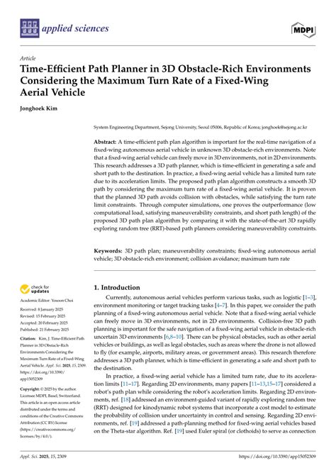 Pdf Time Efficient Path Planner In 3d Obstacle Rich Environments