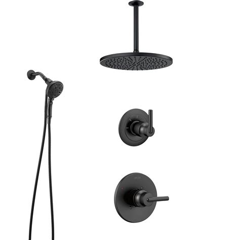 Delta Trinsic Matte Black Finish Modern Shower System And Diverter Wit