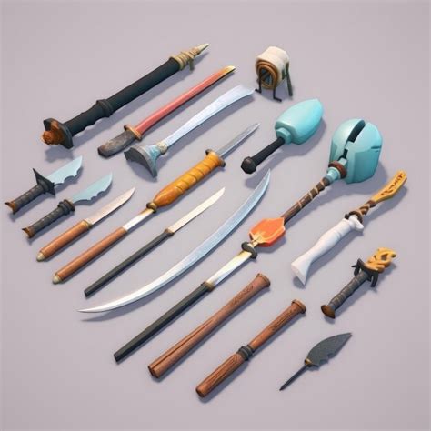 Premium Photo A Collection Of Swords And A Sword On A Table
