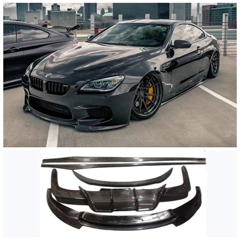 Bmw M6 F06 F12 F13 2012 2016 리얼 탄소 섬유 범퍼 프론트 립 리어 디퓨저 스포일러 사이드 스커트 리어 뷰 미러 바디 키트 Aliexpress