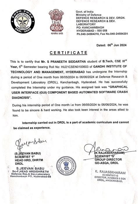 hello all i have recently completed my 1 month internship in defence