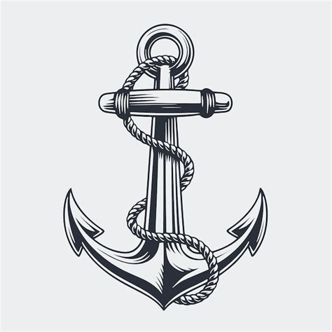 anchor with rope wrapped around it design element premium vector