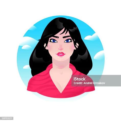 어린 갈색 머리 소녀의 그림 긴 검은 머리를 가진 만화 아시아 여자 광고 및 디자인에 대한 문자 사업가의 밝은 이미지 프로필