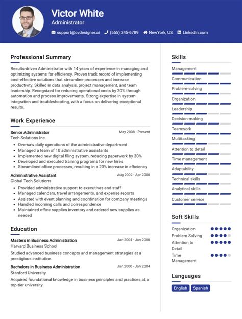 12 Assistant Administrator Cv Examples And Templates For 2024 Cvdesigner Ai