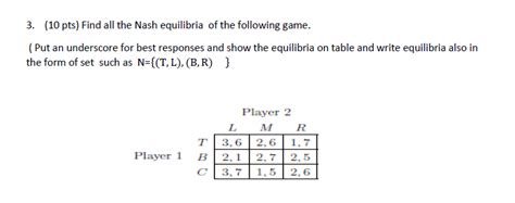 Solved 3 10 Pts Find All The Nash Equilibria Of The