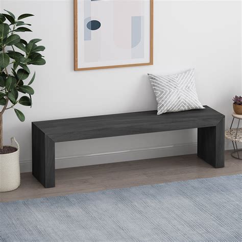 Noble House Krislynn Farmhouse Acacia Wood Dining Bench Black