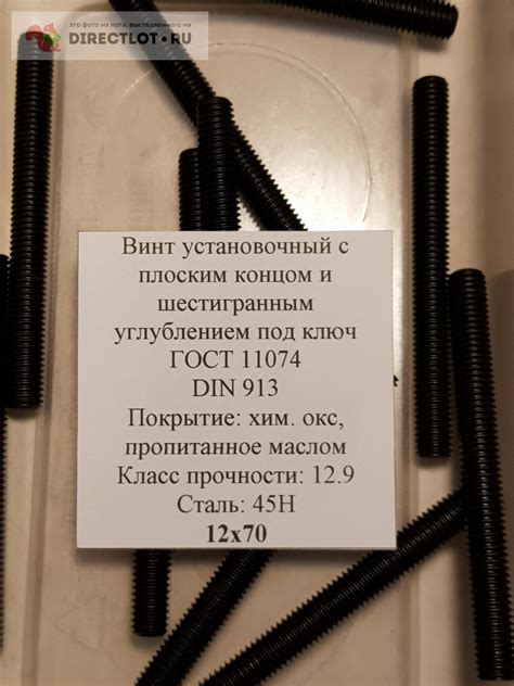 Винт установочный (стопорный) с плоским концом под шестигранник М12х70 ...