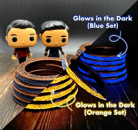 Shang Chi Ten Rings Mandarin Wen Wu Prop Glow In The Dark Blue Or Orange Set Marvel Inspired 3d