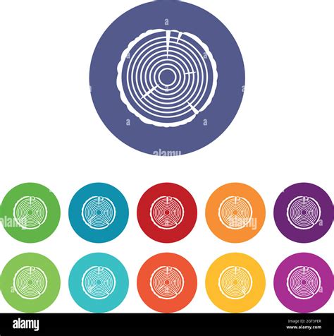 Tree Ring Set Icons Stock Vector Image Art Alamy