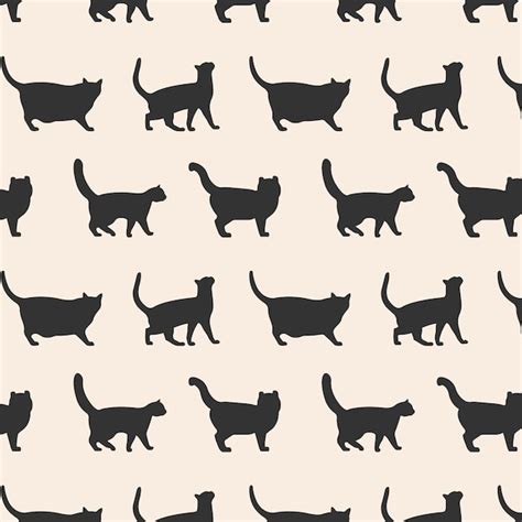 Premium Vector Simple Vector Seamless Pattern With Cat Silhouette