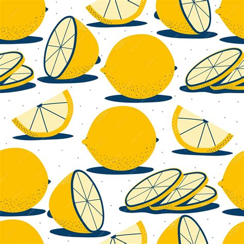 Premium Vector Lemon Vector Seamless Pattern On A White Background