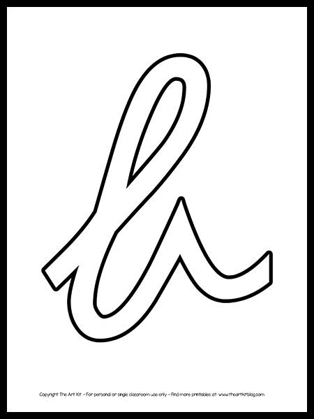 Lowercase Letter B Cursive Outline Printable FREE The Art Kit