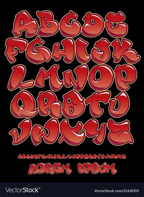 Graffiti Alphabet Styles Red Letters And Numbers