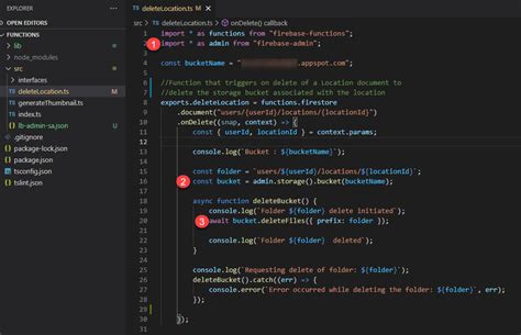 delete firebase storage folder on delete of a document