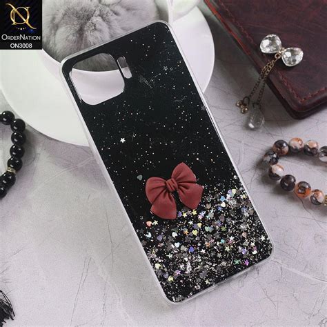Oppo F17 Pro Cover Black Bling Glitter Shinny Star Soft Case With