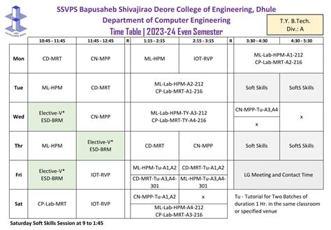 Computer Engineering Timetable Academic Calendar