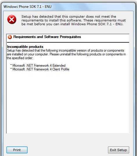 C Windows Phone Sdk 7 And Net Framework Compatibility Issue Stack Overflow