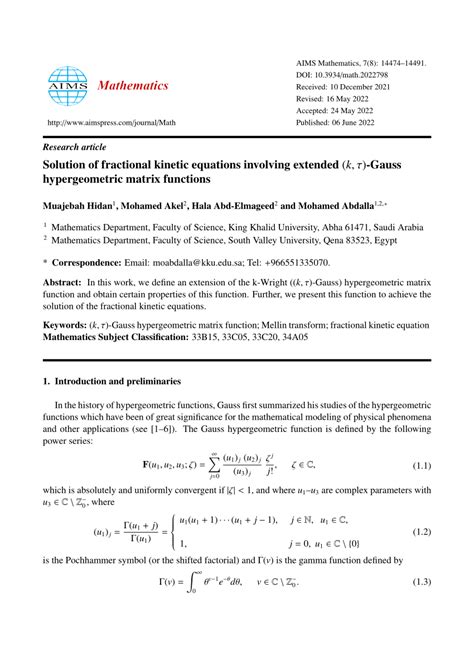 Pdf Solution Of Fractional Kinetic Equations Involving Extended K