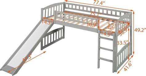 Odc Cama Alta De Tamaño Individual Con Tobogán Para Niños Cama Alta