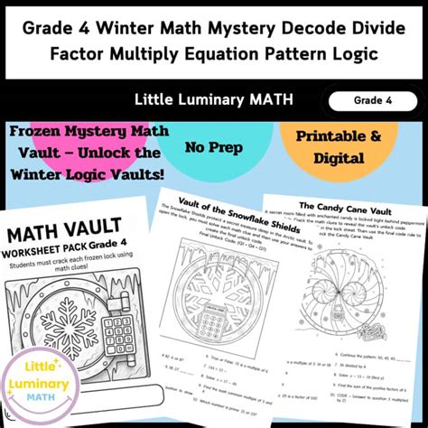 Grade 4 Winter Math Mystery Decode Divide Factor Multiply Equation