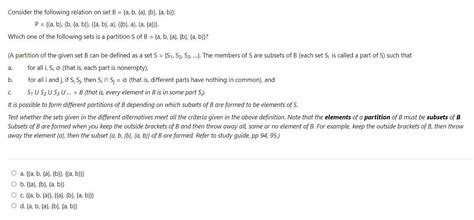 Solved Consider The Following Relation On Set B A B Chegg