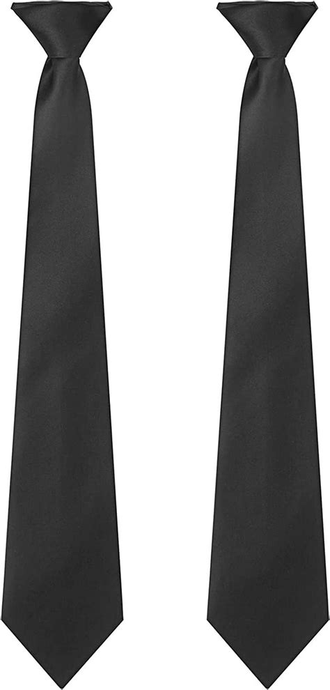 2 Pcs Mens Clip On Ties 20 Inches Solid Color Clip On Ties Pre Tied Neckties Fo Black And