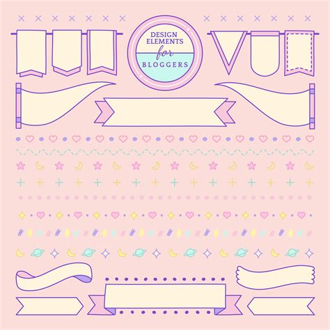 Cute And Girly Design Elements For Bloggers Vector Download Free Vectors Clipart Graphics