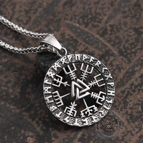 Triangle Valknut Compass Stainless Steel Viking Pendant Gthic