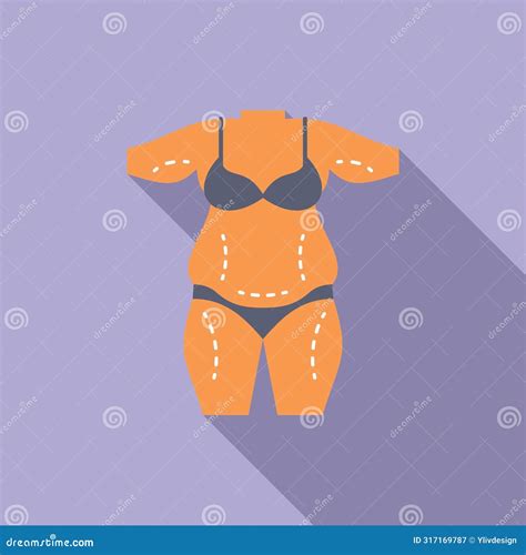 Liposuction Female Body Icon Flat Vector Loss Fat Stock Illustration