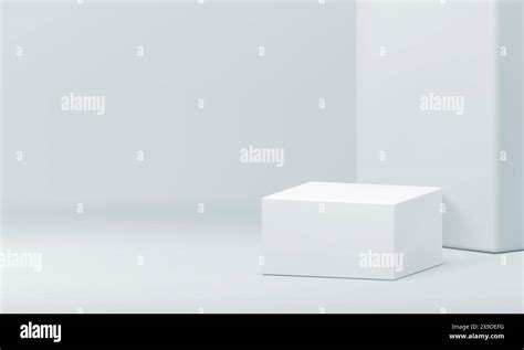 3d Podium White Rectangular Box Decorative Wall Premium Studio