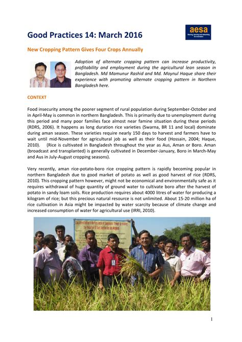 Pdf New Cropping Pattern Gives Four Crops Annually