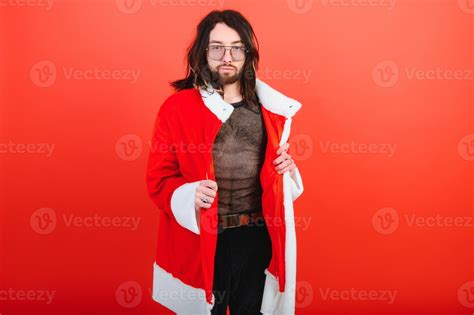 New Years Lgbt Party A Gay Man In A Santa Suit Concept Of Equality