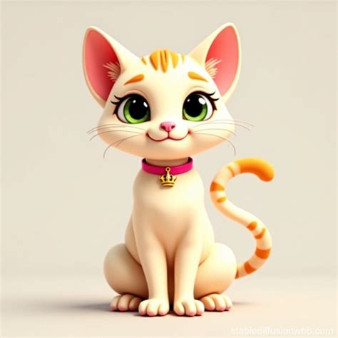 Semi Realistic Cartoon Cat Character Named Princess Jasmin Prompts