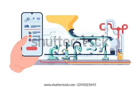 Smartphone Assembly Line Control Mobile Application Stock Vector