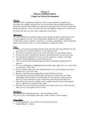 Project6 Instructions Docx Project 6 Software Implementation Using Test Driven Development
