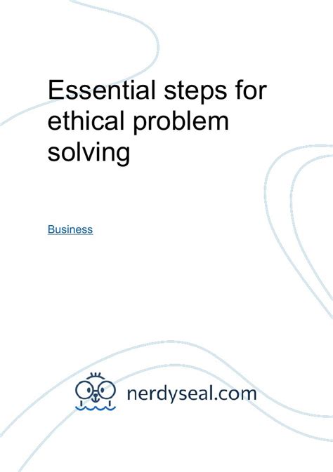 Essential Steps For Ethical Problem Solving 700 Words Nerdyseal
